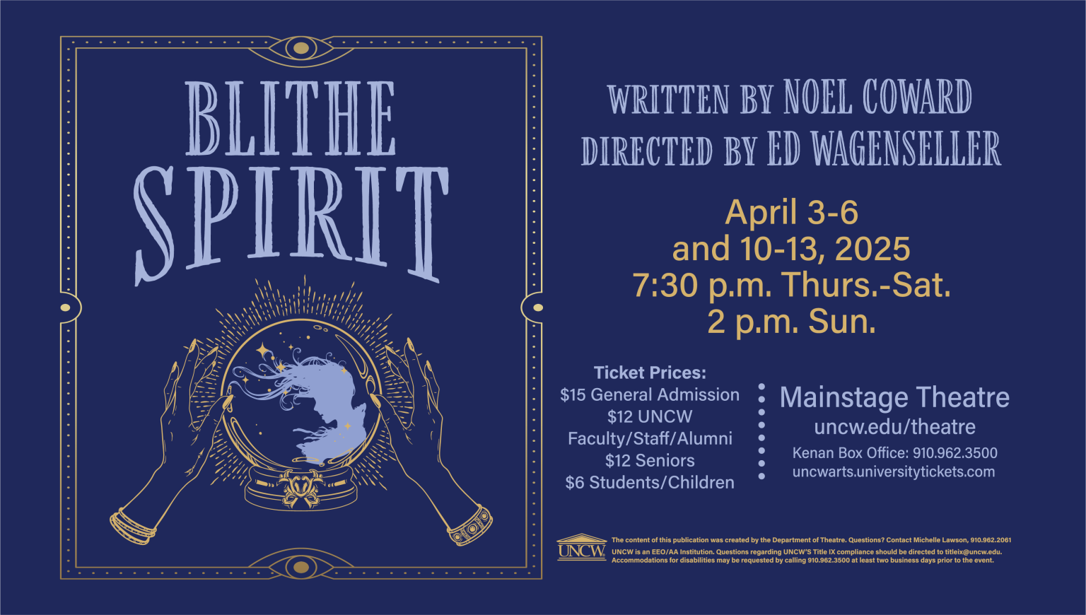 Blithe Spirit – UNCW Dept of Theatre | The Arts Council Of Wilmington/NHC